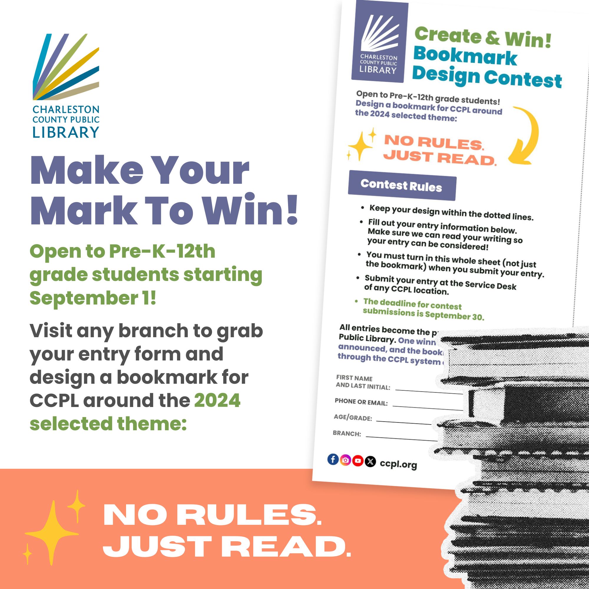 Enter our 2024 Bookmark Design Contest | Charleston County Public Library